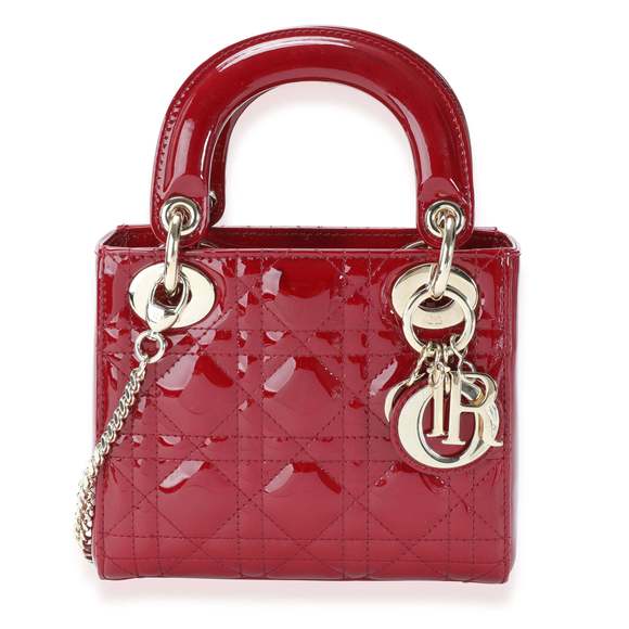 Dior | Bags | Dior Red Cannage Quilted Patent Leather Mini Lady Dior ...